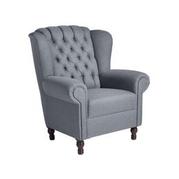58 aufm Kessel OHRENBACKENSESSEL Katreen Bezug Flachgewebe Buche nussbaum dunkel / denim | Gr.: onesize