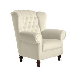 58 aufm Kessel OHRENBACKENSESSEL Katreen Bezug Samtvelours Buche nussbaum dunkel / creme | Gr.: onesize