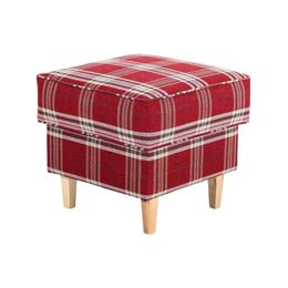 58 aufm Kessel HOCKER Karlen Bezug Flachgewebe Buche natur / rot | Gr.: onesize