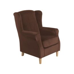 58 aufm Kessel OHRENSESSEL Karlen Bezug Samtvelours Buche natur / braun | Gr.: onesize