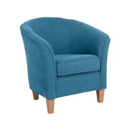 58 aufm Kessel SESSEL Karine Bezug Veloursstoff Buche natur / petrol | Gr.: onesize