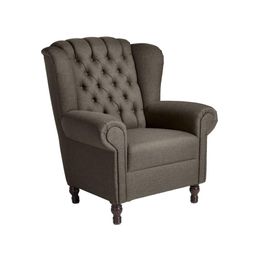 58 aufm Kessel OHRENBACKENSESSEL Katreen Bezug Flachgewebe Buche nussbaum dunkel / braun | Gr.: onesize