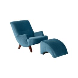 58 aufm Kessel Sessel Kajsa 71x80x101 Bezug Samtvelours Buche nussbaum/petrol | Gr.: onesize