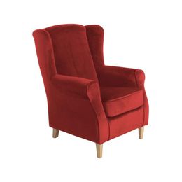 58 aufm Kessel OHRENSESSEL Karlen Bezug Samtvelours Buche natur / ziegel | Gr.: onesize