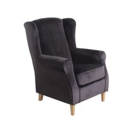 58 aufm Kessel OHRENSESSEL Karlen Bezug Samtvelours Buche natur / anthrazit | Gr.: onesize