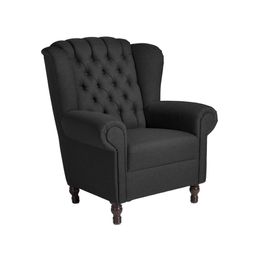 58 aufm Kessel OHRENBACKENSESSEL Katreen Bezug Flachgewebe Buche nussbaum dunkel / schwarz | Gr.: onesize