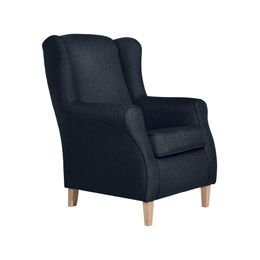 58 aufm Kessel OHRENSESSEL Karlen Bezug Flachgewebe Buche natur / blau | Gr.: onesize