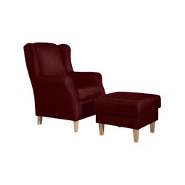 58 aufm Kessel OHRENSESSEL Karlen Bezug Flachgewebe Buche natur / rot | Gr.: onesize