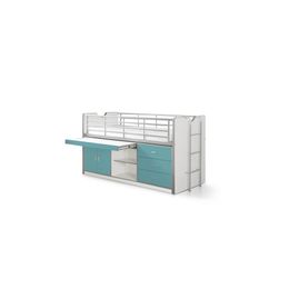 58 aufm Kessel HOCHBETT Kalinda 207x116x96 aus Holzwerkstoff+Metall in Weiß/Türkis | Gr.: onesize