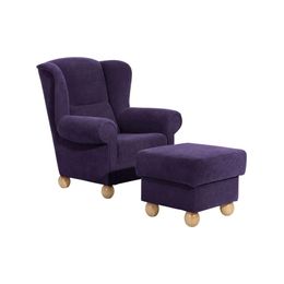 58 aufm Kessel OHRENBACKENSESSEL Kasha Bezug Veloursstoff Buche natur / violett | Gr.: onesize