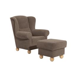 58 aufm Kessel OHRENBACKENSESSEL Kasha Bezug Veloursstoff Buche natur / sahara | Gr.: onesize