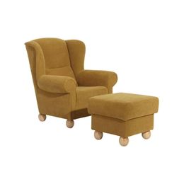 58 aufm Kessel OHRENBACKENSESSEL Kasha Bezug Veloursstoff Buche natur / mais | Gr.: onesize