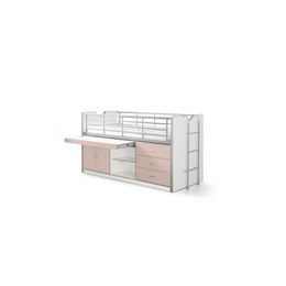 58 aufm Kessel HOCHBETT Kalinda 207x116x96 aus Holzwerkstoff+Metall in Weiß/Rosa | Gr.: onesize