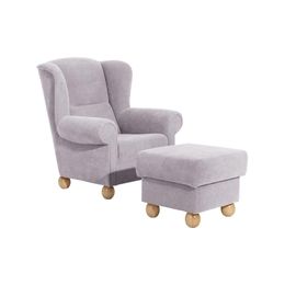 58 aufm Kessel OHRENBACKENSESSEL Kasha Bezug Veloursstoff Buche natur / silber | Gr.: onesize