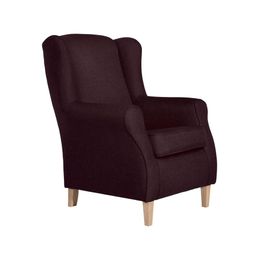 58 aufm Kessel OHRENSESSEL Karlen Bezug Flachgewebe Buche natur / burgund | Gr.: onesize