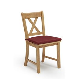 58 aufm Kessel ESSZIMMERSTUHL (2er-Set) Dedra Massivholz 47 x 53 x 90 Wildeiche/Rot | Gr.: onesize