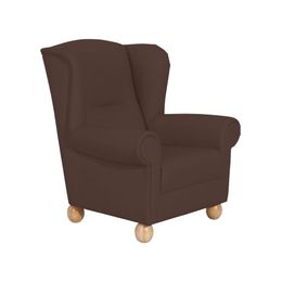 58 aufm Kessel OHRENBACKENSESSEL Kasha Bezug Kunstleder Buche natur / braun | Gr.: onesize