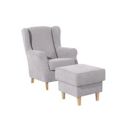 58 aufm Kessel OHRENSESSEL Karlen Bezug Veloursstoff Buche natur / silber | Gr.: onesize