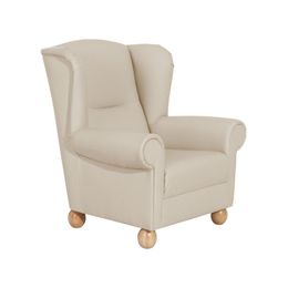 58 aufm Kessel OHRENBACKENSESSEL Kasha Bezug Kunstleder Buche natur / beige | Gr.: onesize