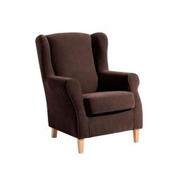 58 aufm Kessel OHRENSESSEL Karlen Bezug Veloursstoff Buche natur / braun | Gr.: onesize