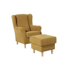 58 aufm Kessel OHRENSESSEL Karlen Bezug Veloursstoff Buche natur / mais | Gr.: onesize