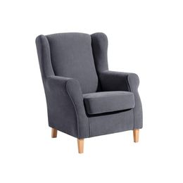 58 aufm Kessel OHRENSESSEL Karlen Bezug Veloursstoff Buche natur / anthrazit | Gr.: onesize