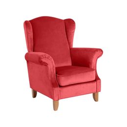 58 aufm Kessel OHRENSESSEL Katria Bezug Samtvelours Buche natur / rot | Gr.: onesize
