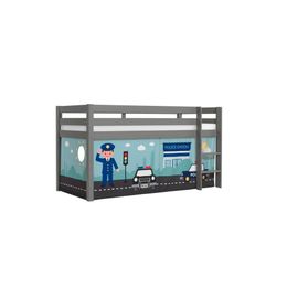 58 aufm Kessel KINDERBETT Karolina 210x114x106 Massivholz Grau Textilset Polizei | Gr.: onesize