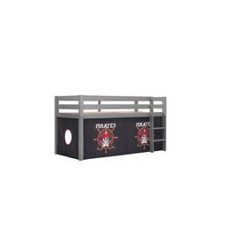 58 aufm Kessel KINDERBETT Karolina 210x114x106 Massivholz Grau Textilset Pirate | Gr.: onesize