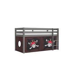 58 aufm Kessel KINDERBETT Karolina 210x114x106 Massivholz Grau Textilset Caribian | Gr.: onesize