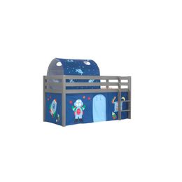 58 aufm Kessel KINDERBETT Karolina 210x114x106 Massivholz Grau Textilset Astro 2 | Gr.: onesize