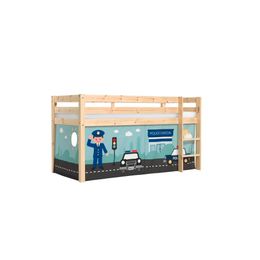 58 aufm Kessel KINDERBETT Karolina 210x114x106 Massivholz Natur Textilset Polizei | Gr.: onesize