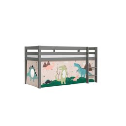 58 aufm Kessel KINDERBETT Karolina 210x114x106 Massivholz Grau Textilset Dino | Gr.: onesize