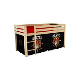 58 aufm Kessel KINDERBETT Karolina 210x114x106 Massivholz Natur Textilset Pirate | Gr.: onesize