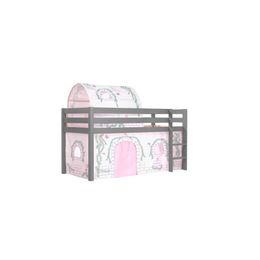 58 aufm Kessel KINDERBETT Karolina 210x114x106 Massivholz Grau Textilset Burg 2 | Gr.: onesize