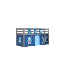 58 aufm Kessel KINDERBETT Karolina 210x114x106 Massivholz Grau Textilset Astro 3 | Gr.: onesize