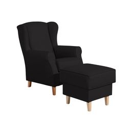 58 aufm Kessel OHRENSESSEL Karlen Bezug Kunstleder Buche natur / schwarz | Gr.: onesize