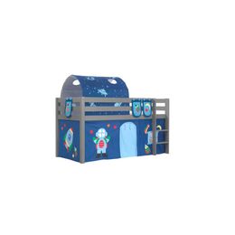 58 aufm Kessel KINDERBETT Karolina 210x114x106 Massivholz Grau Textilset Astro 4 | Gr.: onesize