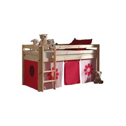 58 aufm Kessel KINDERBETT Karolina 210x114x106 Massivholz Natur Textilset Flower | Gr.: onesize