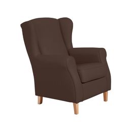 58 aufm Kessel OHRENSESSEL Karlen Bezug Kunstleder Buche natur / braun | Gr.: onesize