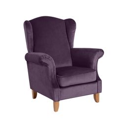 58 aufm Kessel OHRENSESSEL Katria Bezug Samtvelours Buche natur / purple | Gr.: onesize