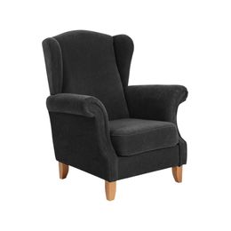 58 aufm Kessel OHRENSESSEL Katria Bezug Veloursstoff Buche natur / schwarz | Gr.: onesize