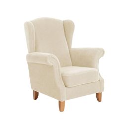 58 aufm Kessel OHRENSESSEL Katria Bezug Veloursstoff Buche natur / creme | Gr.: onesize