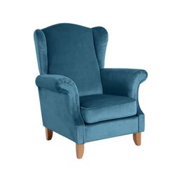 58 aufm Kessel OHRENSESSEL Katria Bezug Samtvelours Buche natur / petrol | Gr.: onesize