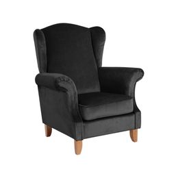 58 aufm Kessel OHRENSESSEL Katria Bezug Samtvelours Buche natur / schwarz | Gr.: onesize