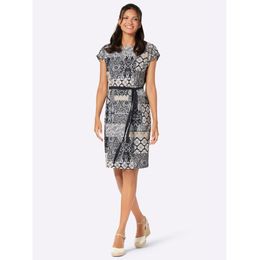 Sieh an! Jerseykleid in schwarz-sand-bedruckt | Gr.: 50