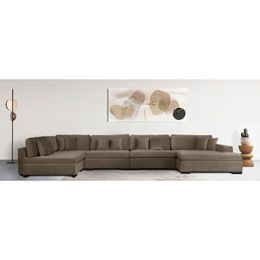 Home Affaire Wohnlandschaft »Skara XXL U-Form« Lounge-Sofa XXL mit Federkern-Polsterung, in vielen Bezugsvarianten taupe 0