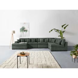 Home Affaire Wohnlandschaft »Skara U-Form« Lounge-Sofa mit Federkernpolsterung, in vielen Bezugsvarianten grau