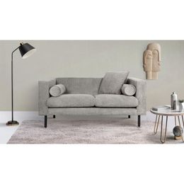 Home Affaire 2-Sitzer &raquo;Lillibeth Designsofa mit Wellenunterfederung, Ma&szlig;e B/T/H: 155/74/83 cm&laquo; Zierkissen als Wendekissen, in Samtoptik oder Cord grau