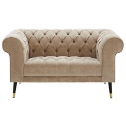 Home Affaire Chesterfield-Sofa &raquo;Tinnum&laquo; beige Luxus-Microfaser Vintageoptik (66% PU, 27% Polyester, 7% Baumwolle);Struktur weich( 97% Polyester, 3% 